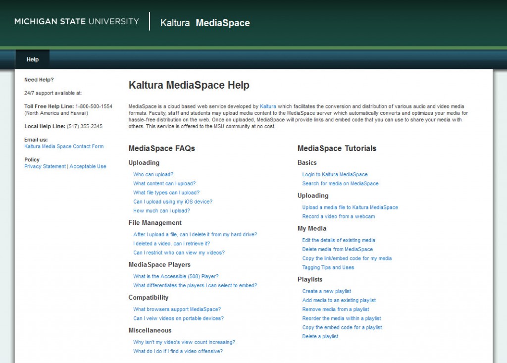 Technology at MSU - MediaSpace Help | Michigan State University