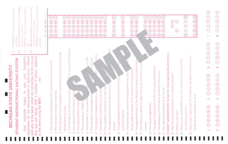 Technology at MSU - Example Bubble Sheets for Surveys & SIRS | Michigan ...